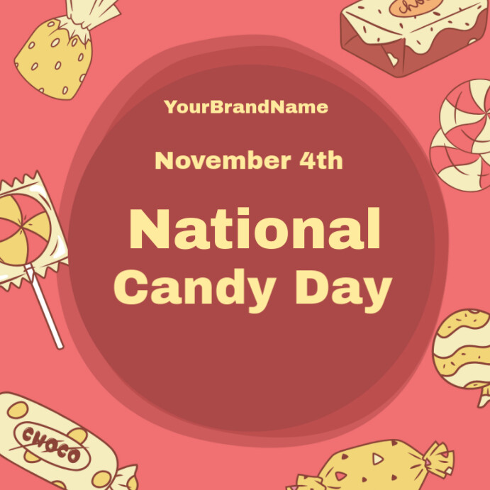 Maroon Playful National Candy Day Instagram post Template | PosterMyWall