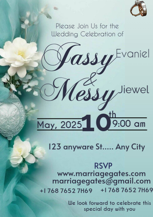 MARRIAGE INVITATION CARD 2025, 2026, 2026, 2027 Template | PosterMyWall