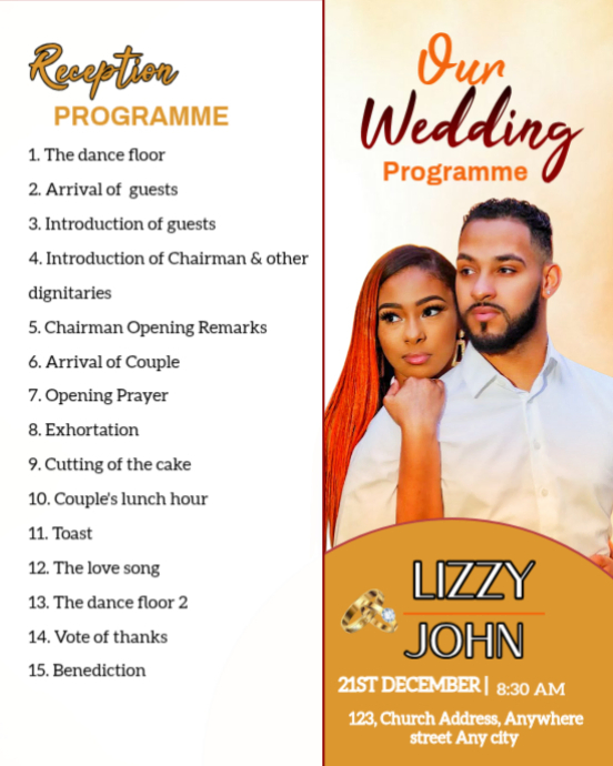 Marriage program Template | PosterMyWall