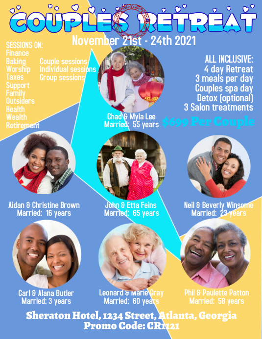 Marriage Weekend Retreat Blue Template | PosterMyWall