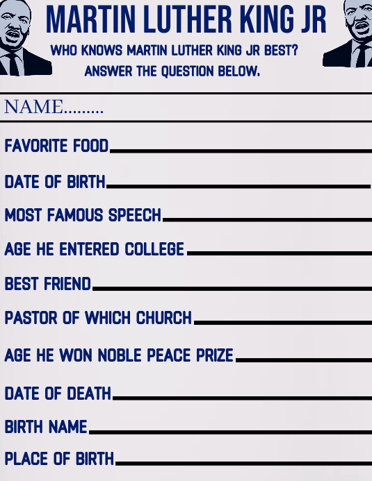 martin luther king games questions design Template | PosterMyWall