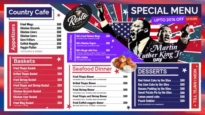 Martin Luther King Jr. Menu Display Template | PosterMyWall