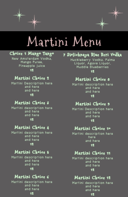 Copy of Martini Menu Retro Style | PosterMyWall