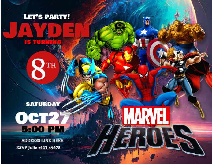 Copy of Marvel Heroes Birthday Invitation | PosterMyWall