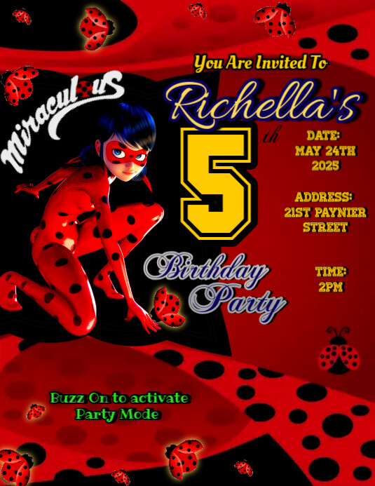 Marvelous Ladybug Invitation Template | PosterMyWall