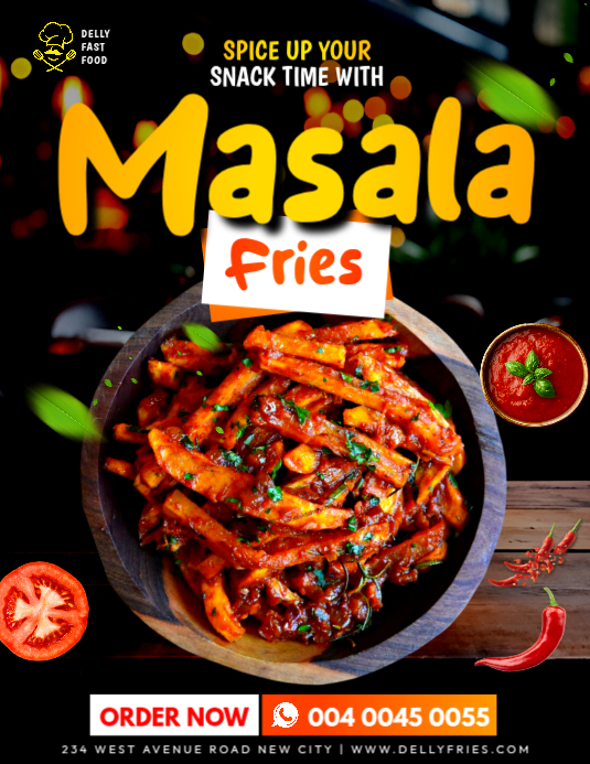 Masala French Fries Spiced Seasoned Flavored Potatoes Chips Fast Food ...