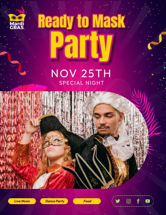 Mask Night Party Ads Template | PosterMyWall