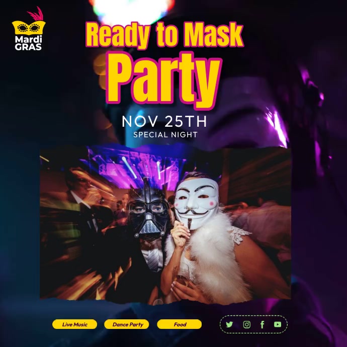 Mask Party Video Ads Template | PosterMyWall