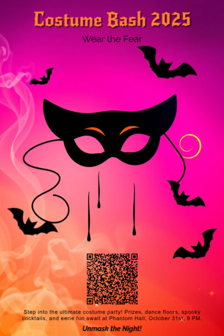 Masked Chaos – Halloween Costume Bash Poster Template | PosterMyWall