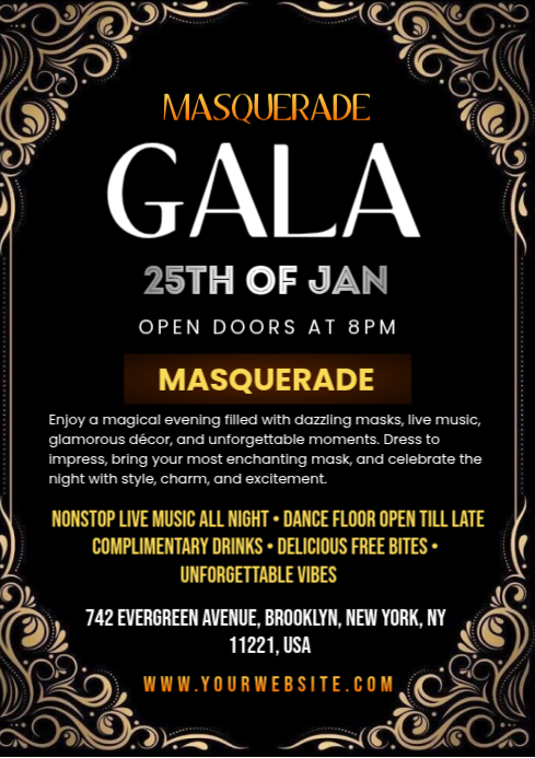 Copy of Masquerade Gala Night Event | PosterMyWall