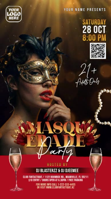 Elegant Masquerade Ball Gala Instagram Story Invitation Template ...