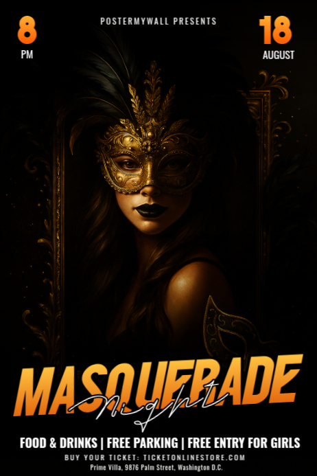 Szablon Masquerade Night Poster Template | PosterMyWall