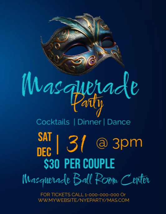 Masquerade party template | PosterMyWall