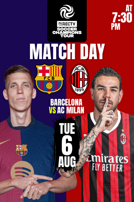 MATCH DAY BARCELONA VS AC MILAN Template | PosterMyWall