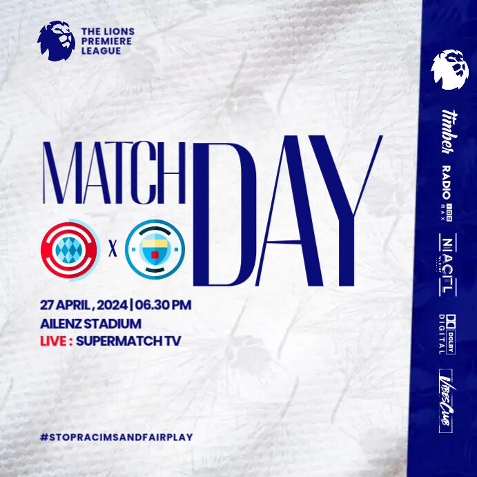 Match Day Blue Simple Cool Soccer match Template | PosterMyWall