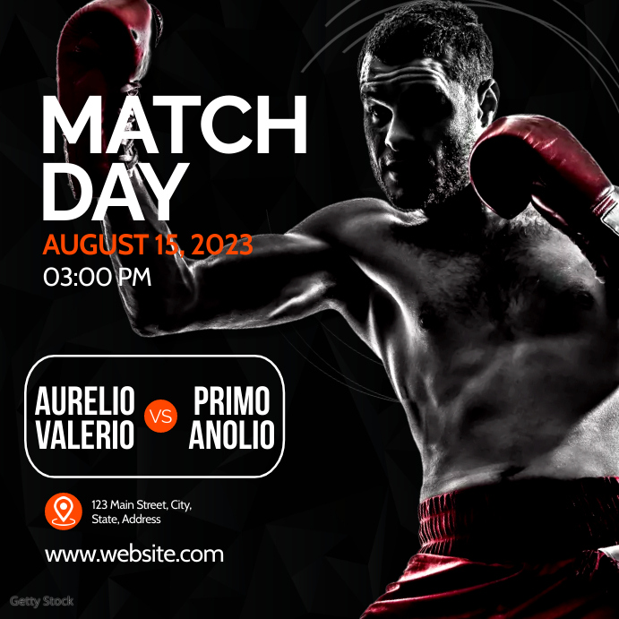 match day boxing advertising white black and Template | PosterMyWall