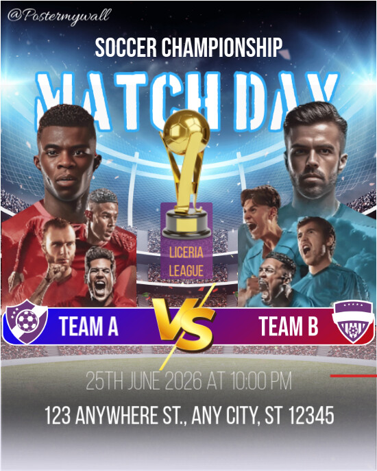 MATCH DAY FOOTBALL Template | PosterMyWall