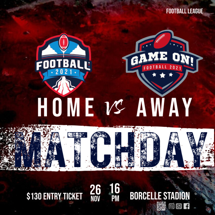 MATCH DAY FOOTBALL INSTAGRAM POST Template | PosterMyWall