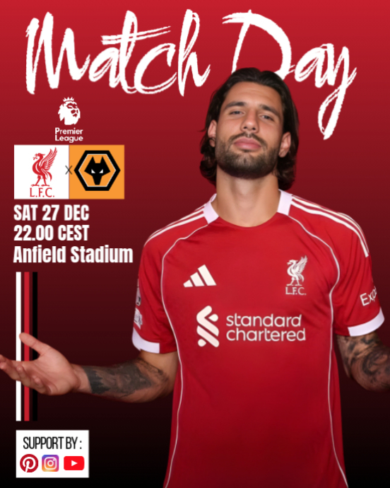 Plantilla de Match Day Liverpool Vs Wolves Premier League Instagram ...