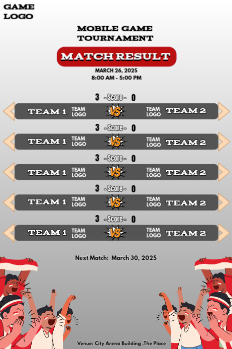 MATCH RESULT POSTER Template | PosterMyWall