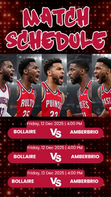 Match Schedule Basketball Ads Template | PosterMyWall