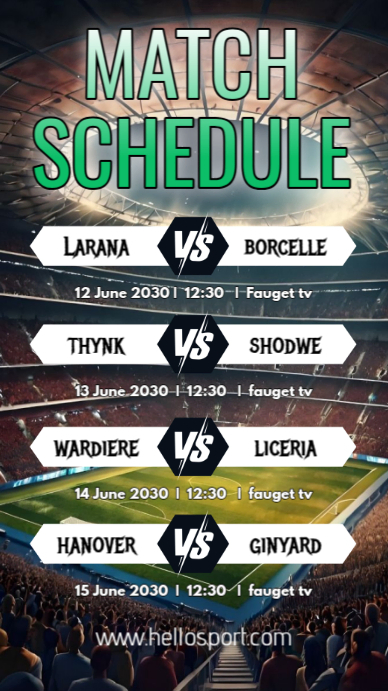 Match Schedule Template | PosterMyWall