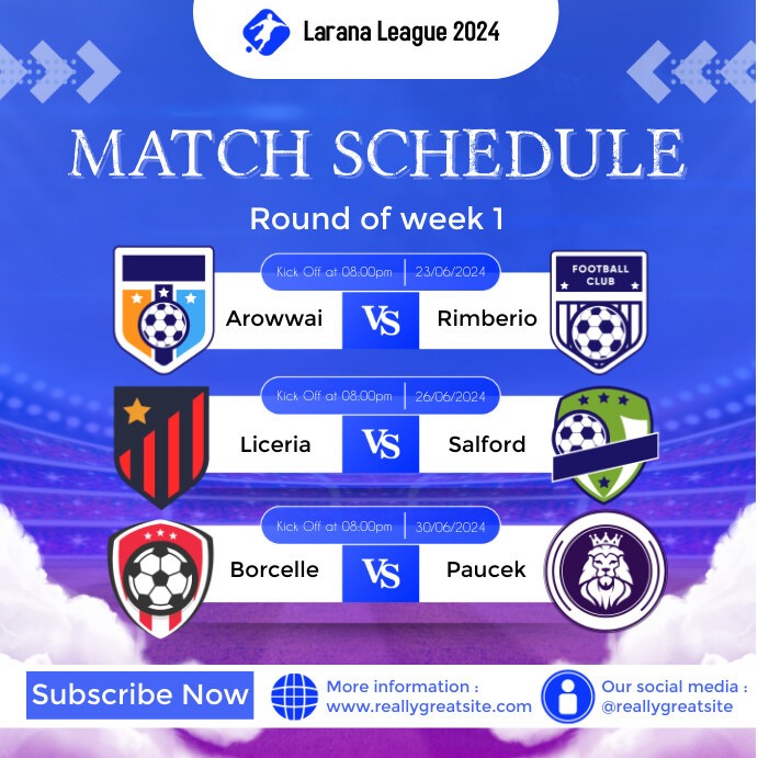 Match Schedule Template | PosterMyWall