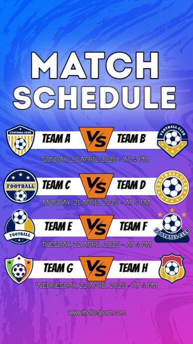 Match Schedule Template | PosterMyWall