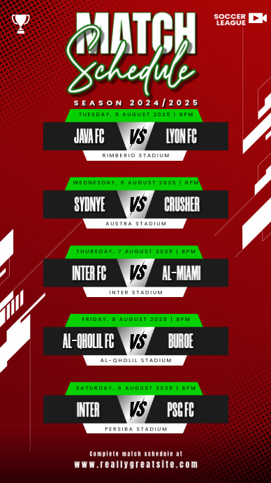 MATCH SCHEDULE Template | PosterMyWall