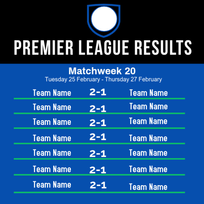 Copy of Match week results design template | PosterMyWall