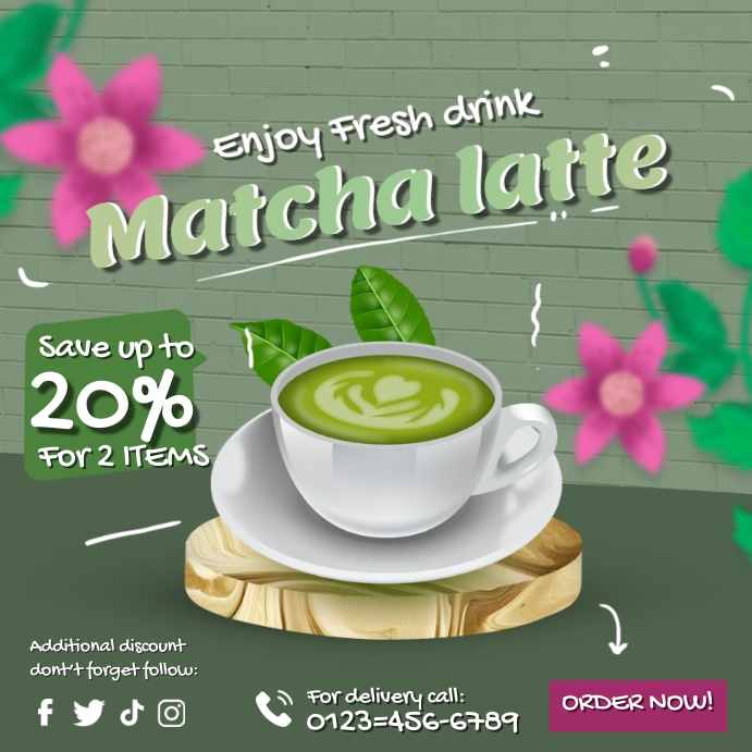 Matcha Latte Ads Template | PosterMyWall