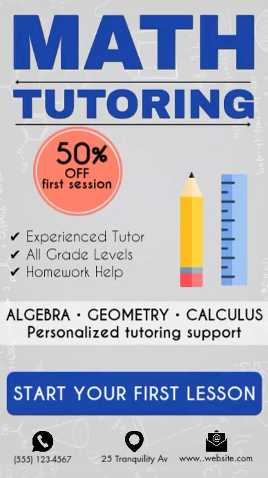 Math Tutoring Flyer Ad Animated Template | PosterMyWall
