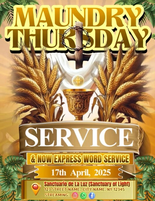 Maundry Thursday Service Template | PosterMyWall