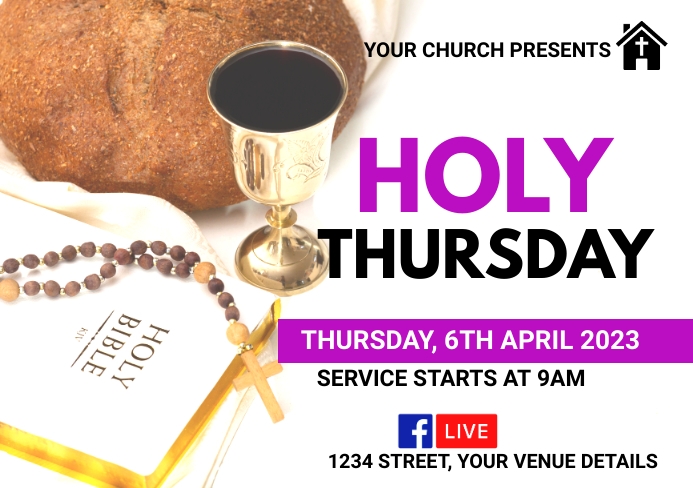 Maundy thursday, holy thursday, easter Template | PosterMyWall