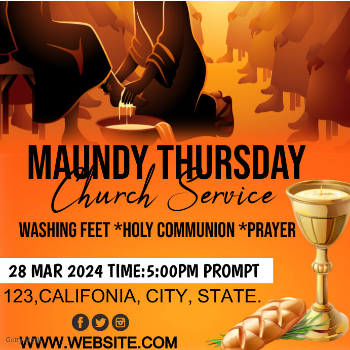 Maundy Thursday service design flyer Template | PosterMyWall