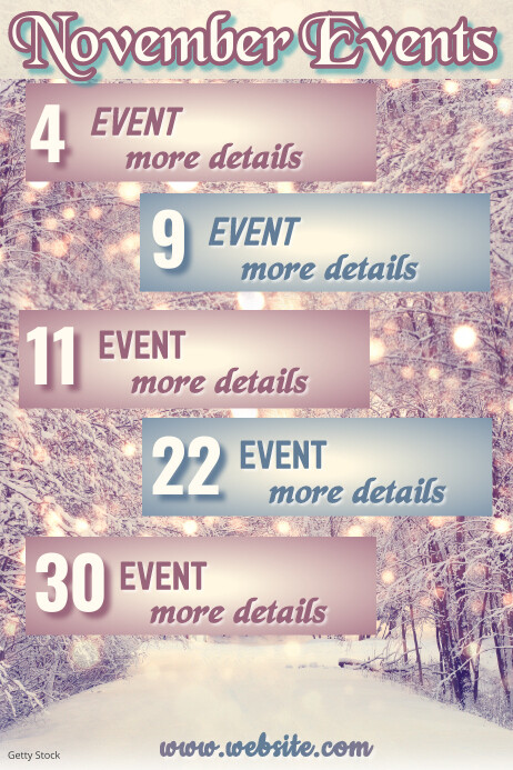 Copy of Mauve/Beige List=Based November Events Poster | PosterMyWall