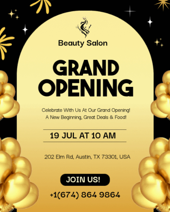 Maxialist Luxury Beauty Salon Grand Opening Flyer Template - Golden ...