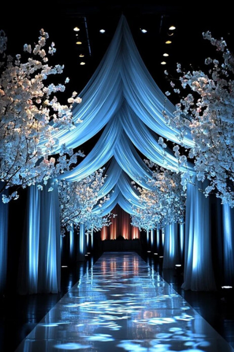 Maximalist “luxury Draped Aisle With Cherry Blossom Lights” Poster ...