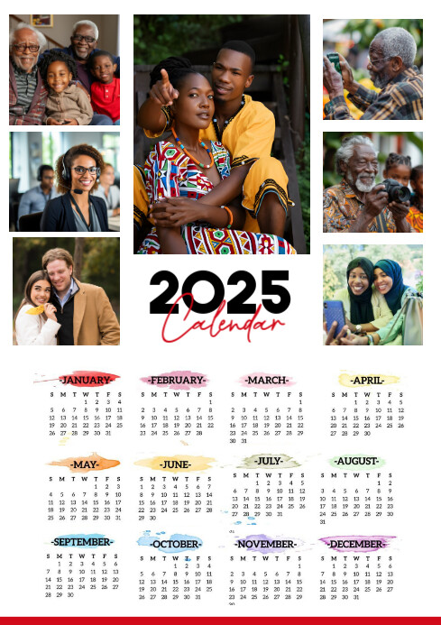Maximalist 2025 Photo Collage Calendar A4 Template | PosterMyWall