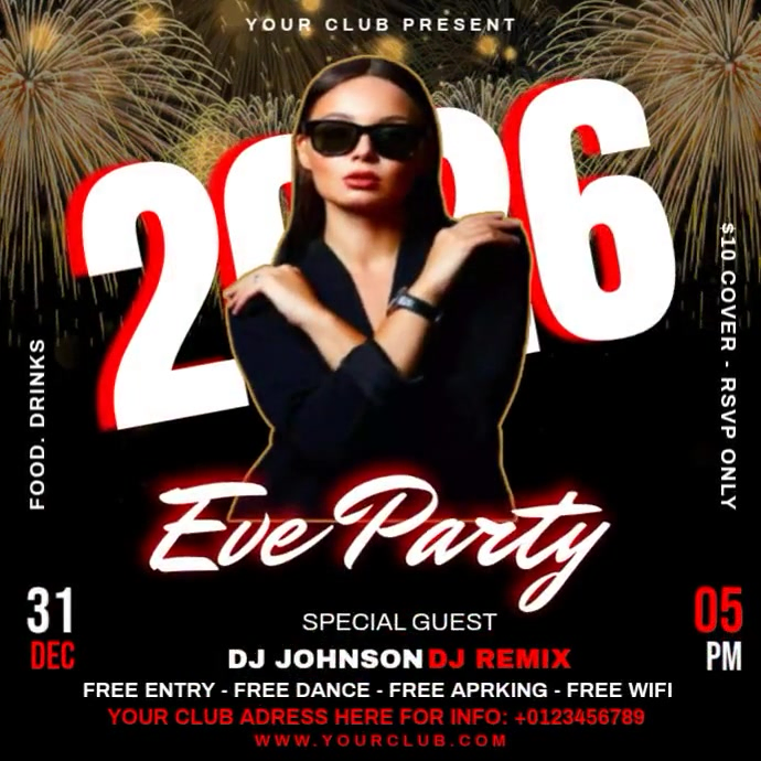 Maximalist 2026 New Year Party Instagram Post Template | PosterMyWall