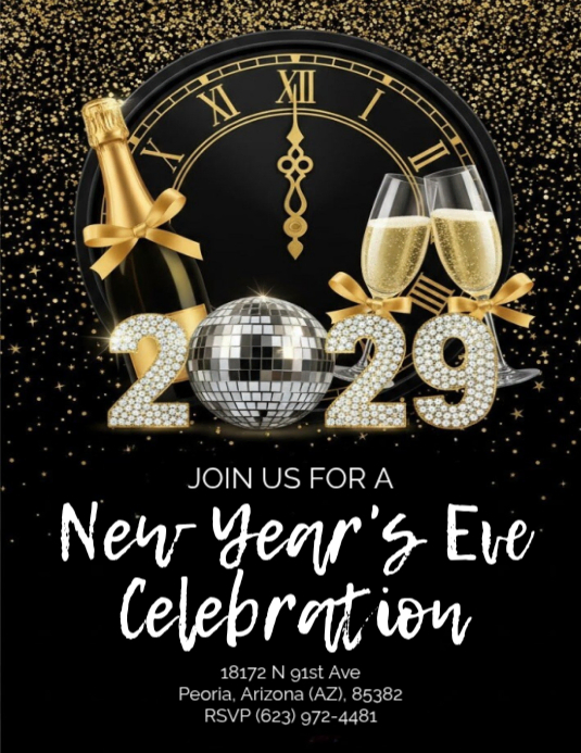 Maximalist 2029 disco new year's eve celebration party invitation ...