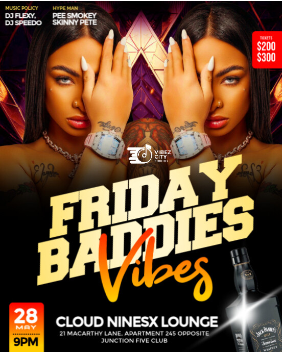 Plantilla de Maximalist 3D Baddies Girls Night Party Event Flyer A4 ...