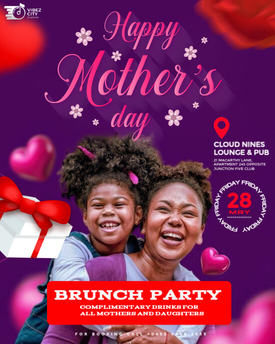 Maximalist 3d Mother's Day Brunch Event Flyer A4 Template | PosterMyWall