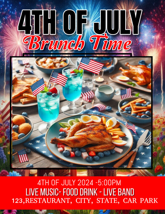 Maximalist 4th Of July Brunch Flyer (us Lette Template | PosterMyWall