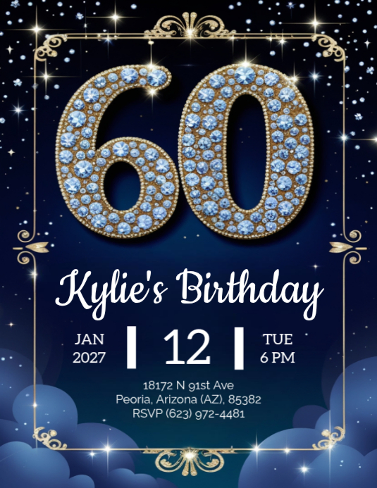 Maximalist 60th birthday invitation flyer (Us Letter) Template ...