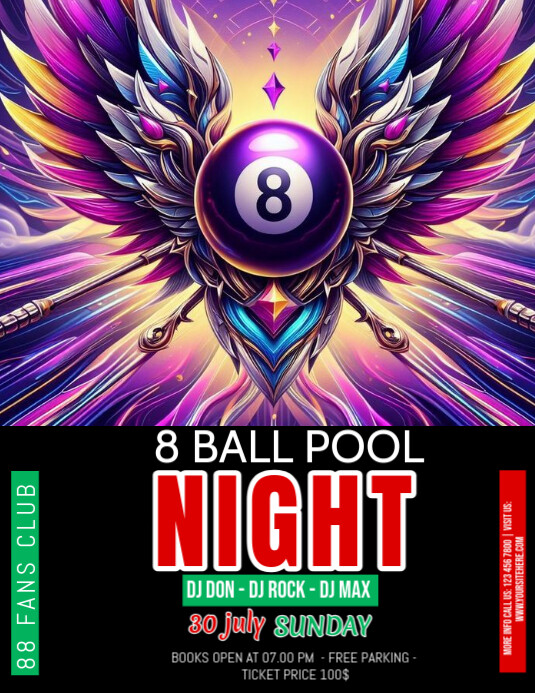 Maximalist 8 Ball Pool Night Flyer (us Letter) Template | PosterMyWall
