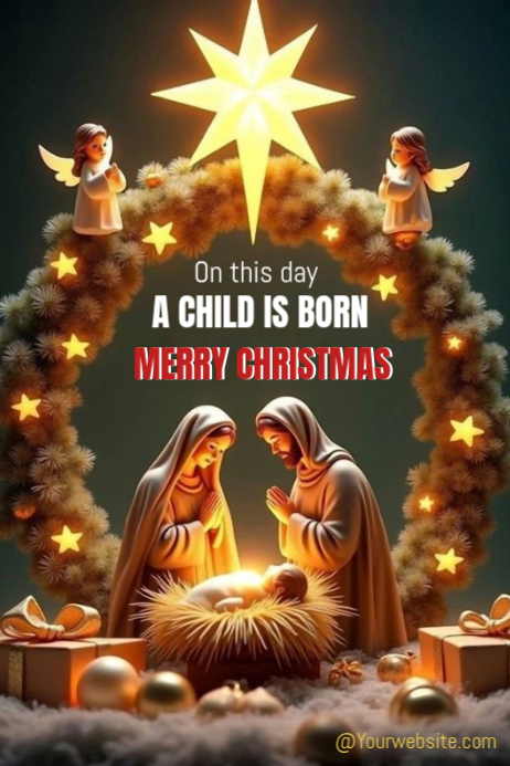 Maximalist A Child Is Born Bible Verse Online Design Flyer/template ...