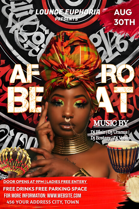 Copy of Maximalist Afro Beats Flyer Template Poster | PosterMyWall