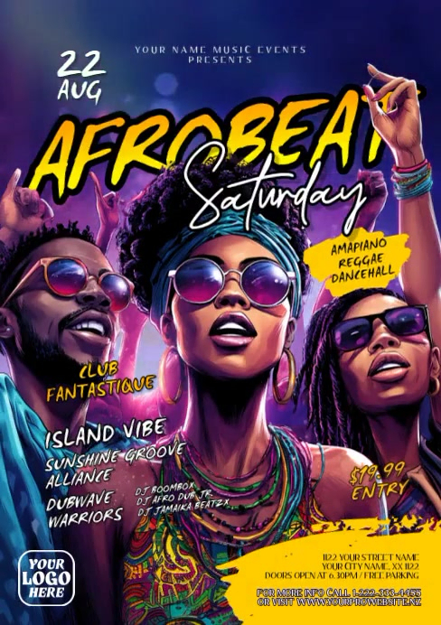 Maximalist Afrobeat Club Video Flyer Template | PosterMyWall