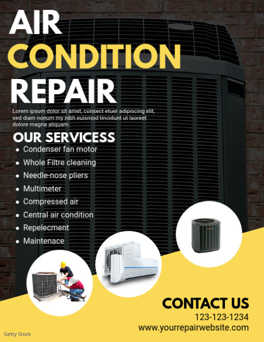 Maximalist air conditioner repair flyer (us letter) Template | PosterMyWall